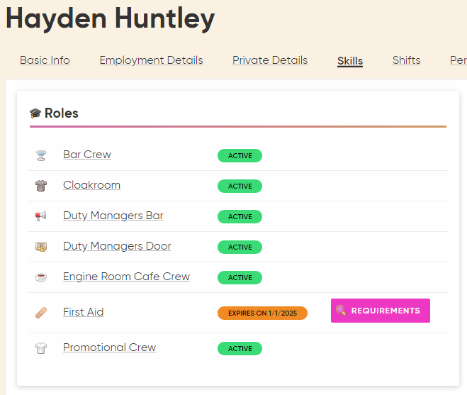 Staff Skills/Roles – StaffSavvy Support