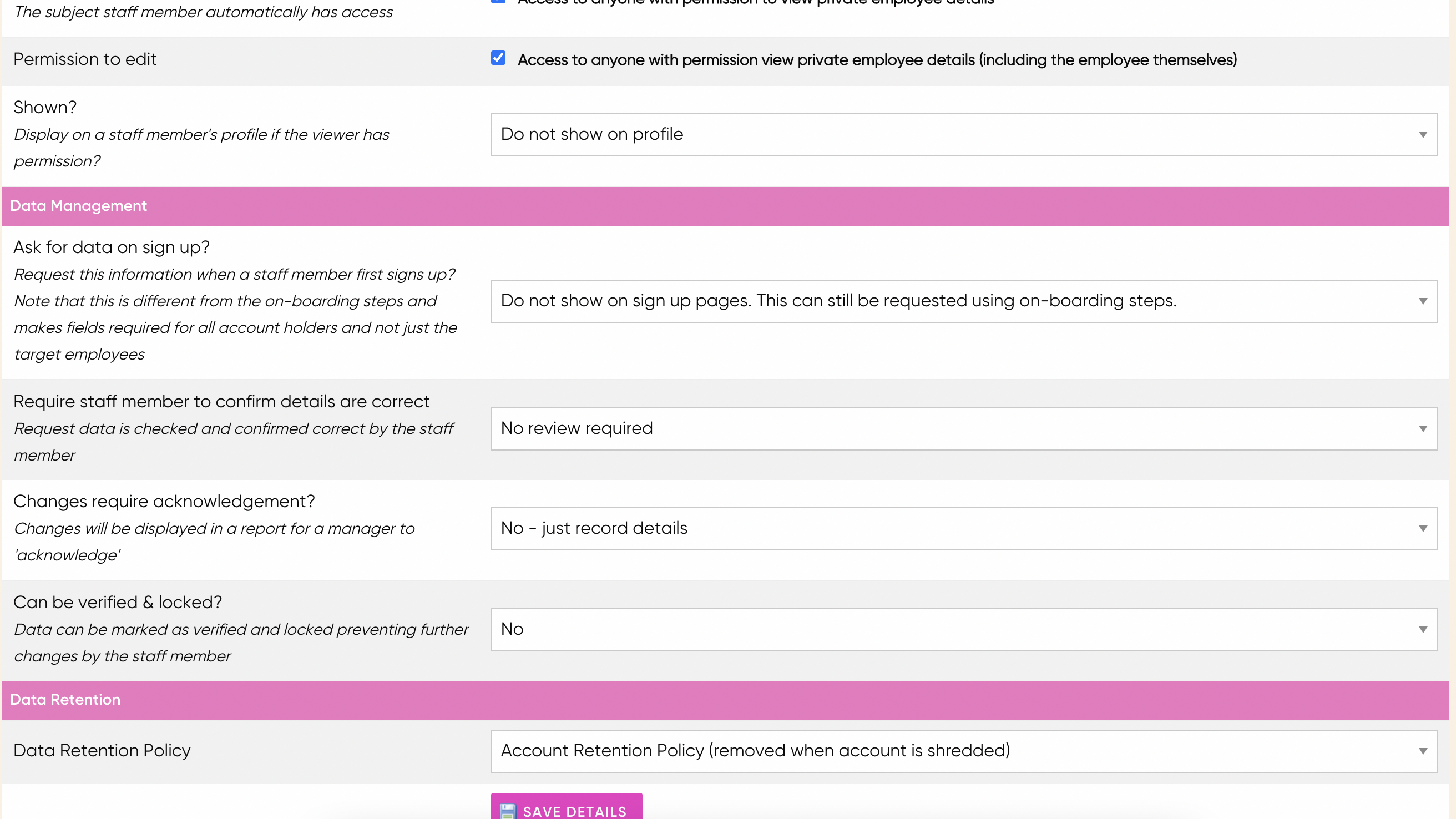Staff Record Field Sets – StaffSavvy Support